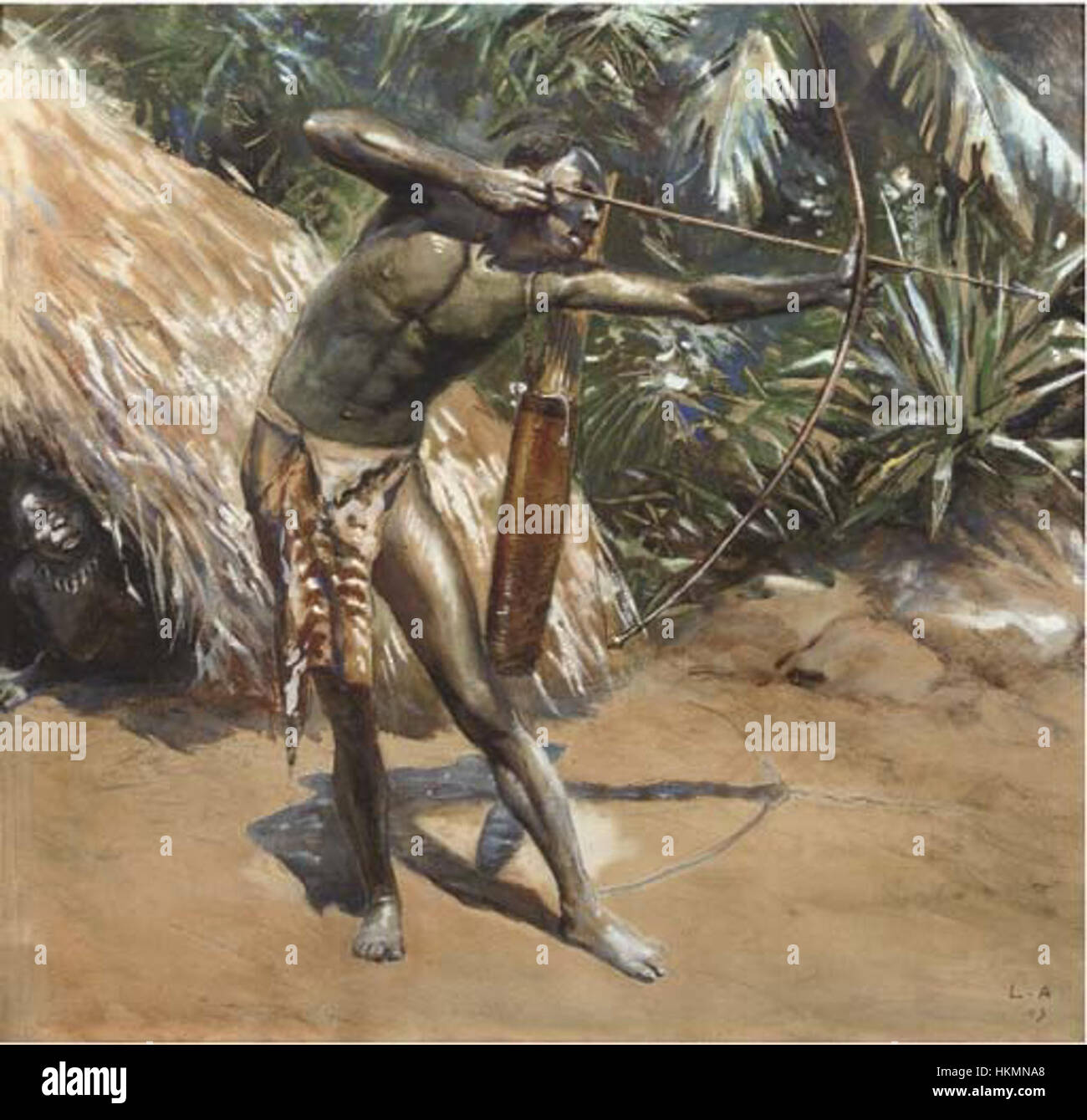 *A Pygmee Hunting* by LÃ©on EugÃ¨ne Auguste Abry from 1857 depicts a ...