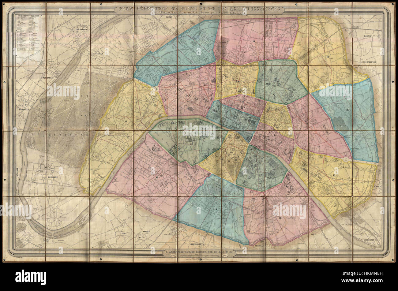 This 1860 folding wall map by Andriveau Goujon offers a detailed ...