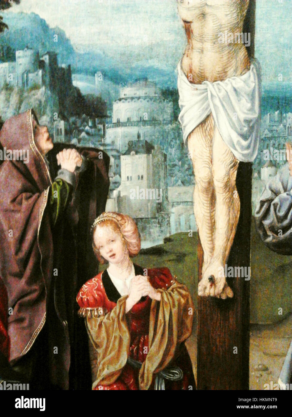 This detail of the 'Crucifixion' by Cleve showcases the dramatic and emotive depiction of the ...