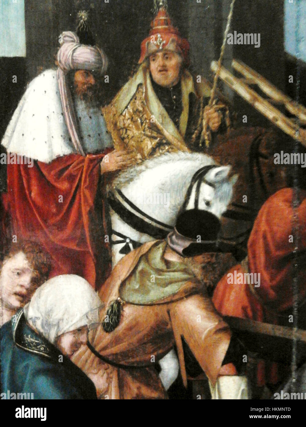 The detail from 'Carrying of the Cross' by Cleve depicts a poignant ...
