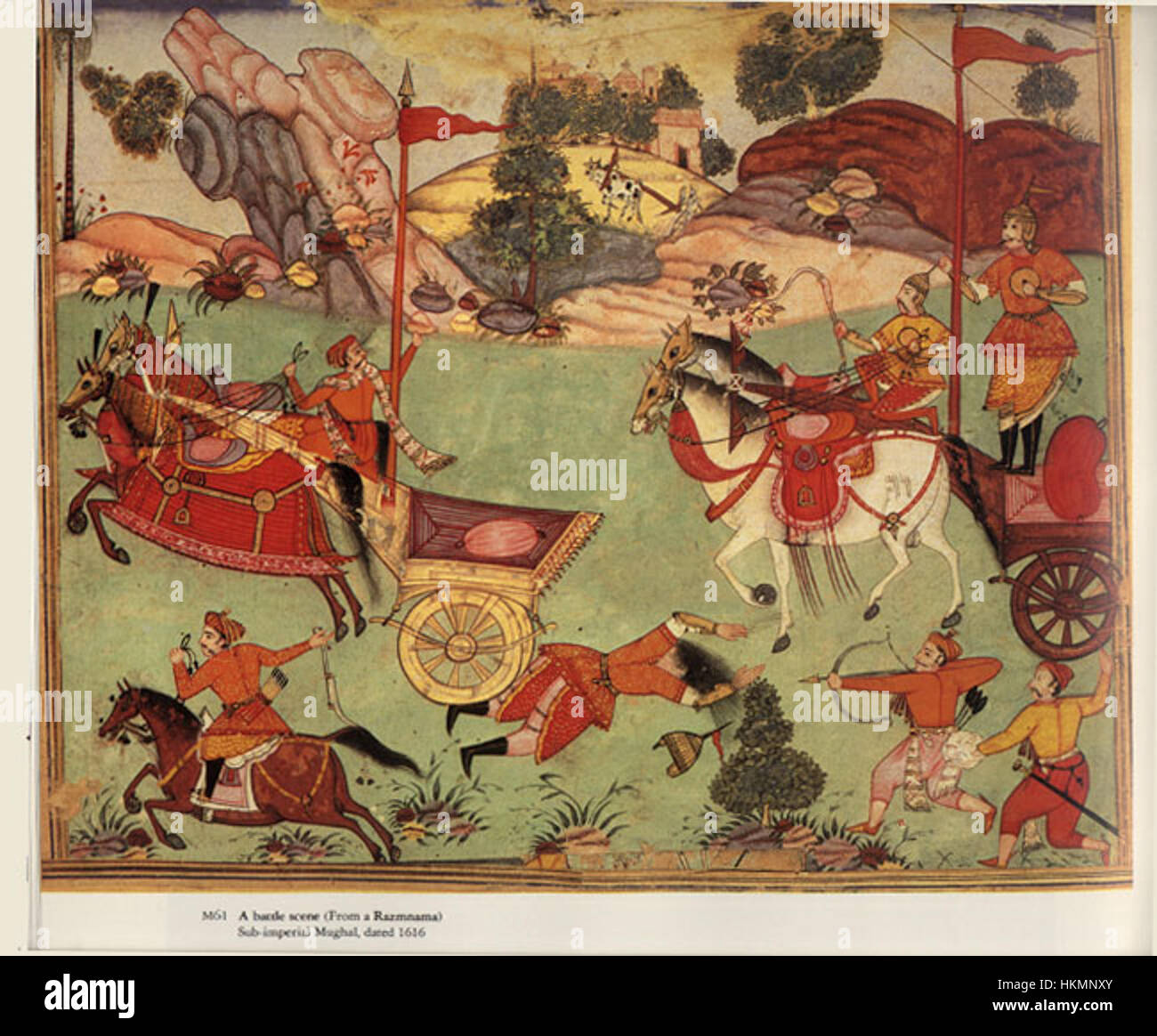 This battle scene from the 'Razmnama' illustrates a significant ...