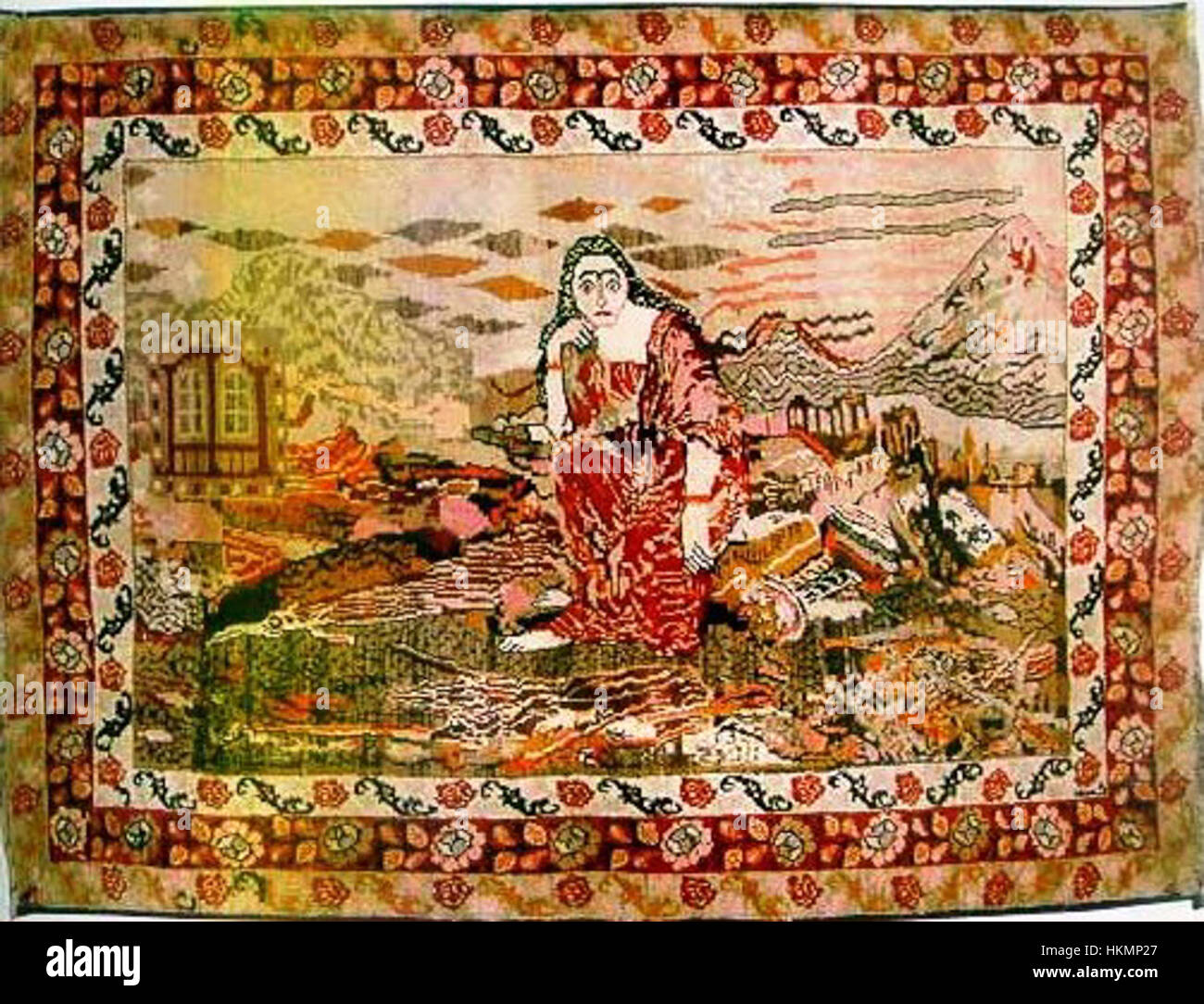 This image showcases a traditional Armenian rug, featuring intricate ...