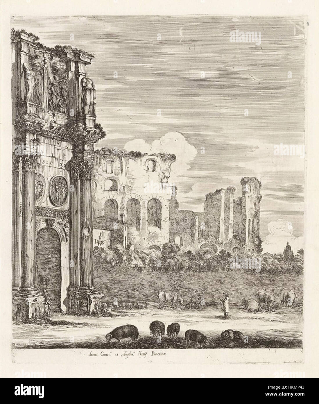 The Arch of Constantine, depicted in this artwork, is an ancient Roman ...