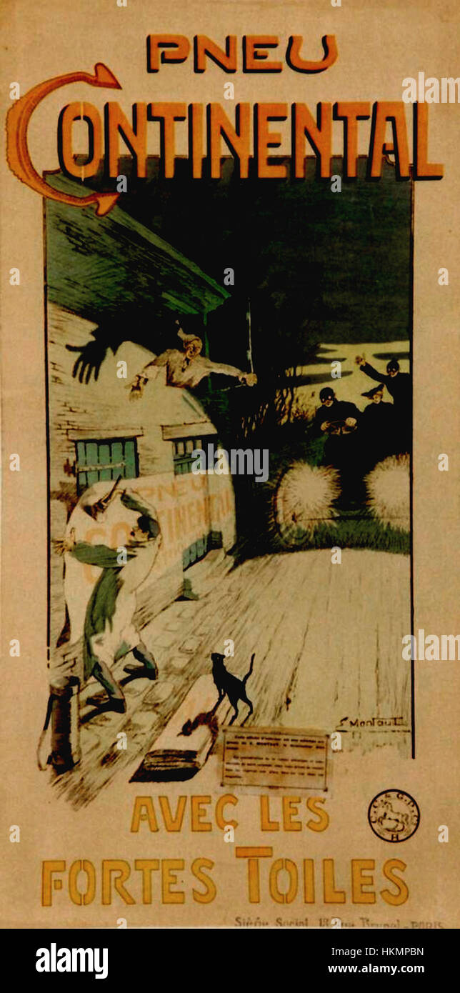 The 'Affiche pneu Continental' is a vintage advertisement for ...