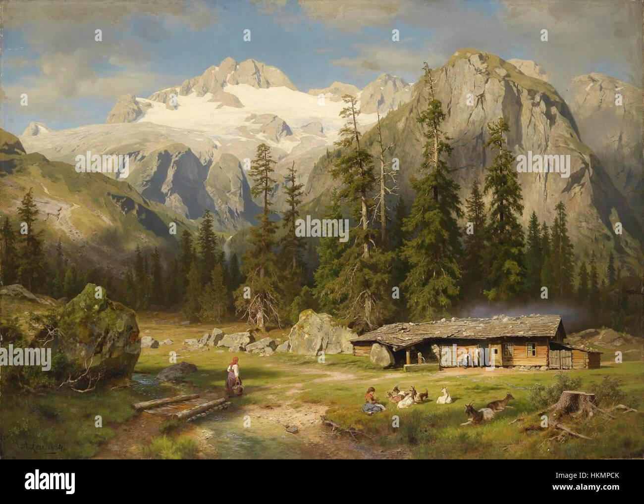 August Wilhelm Leu - Eine Almwirtschaft (1884 Stock Photo - Alamy