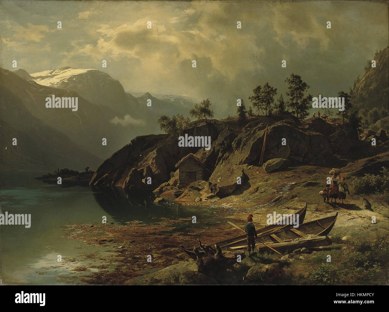 August Wilhelm Leu - An einem Bergsee (1872 Stock Photo - Alamy