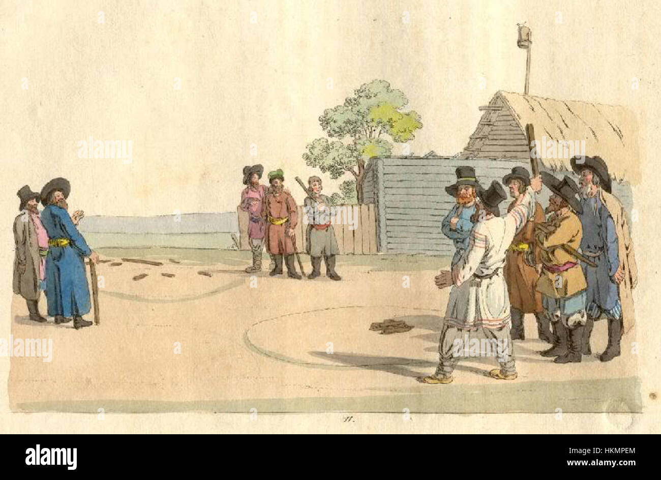 This 19th-century artwork depicts various games and amusements of the ...