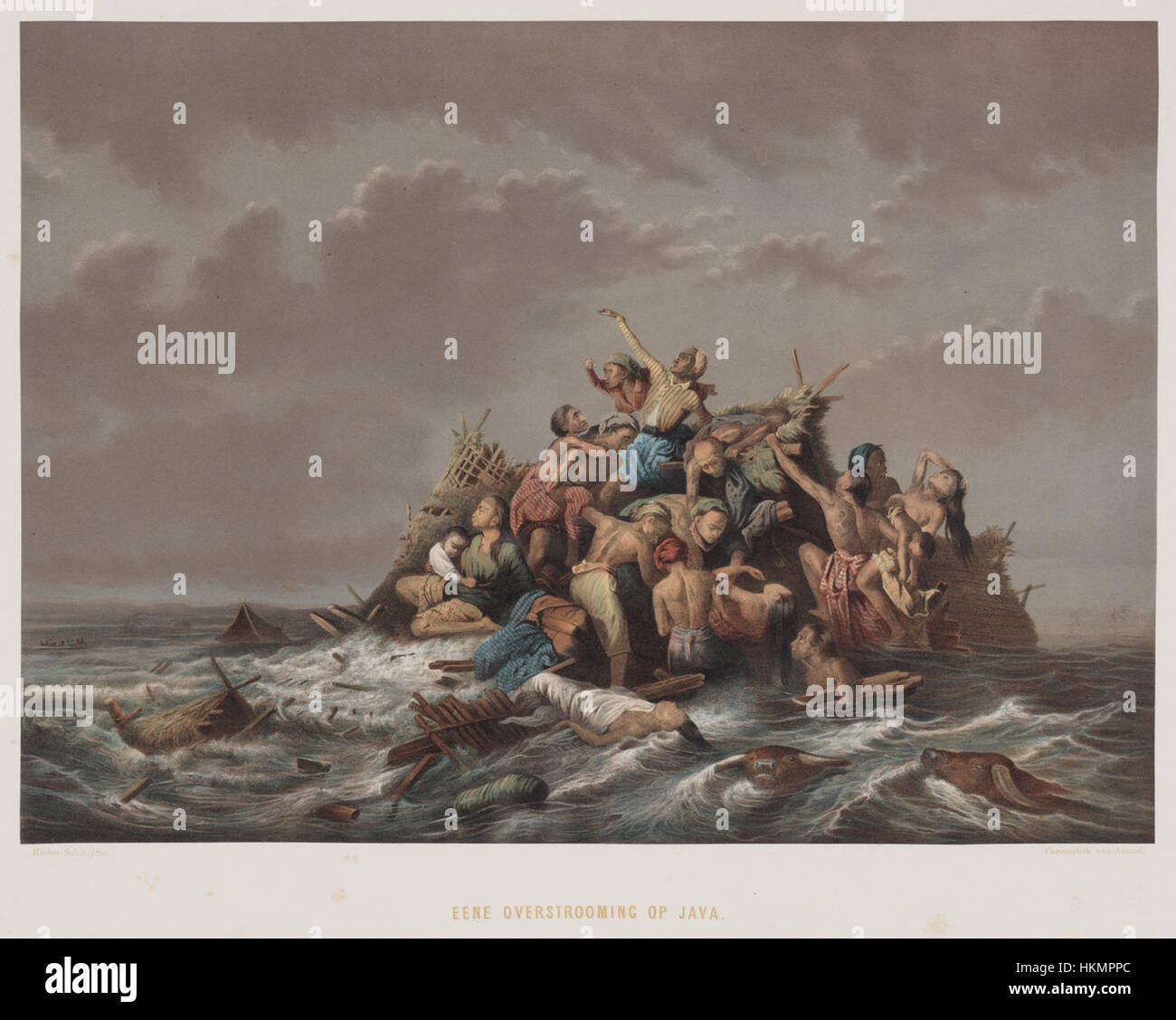 This painting, 'A Flood on Java,' depicts the devastation caused by a ...