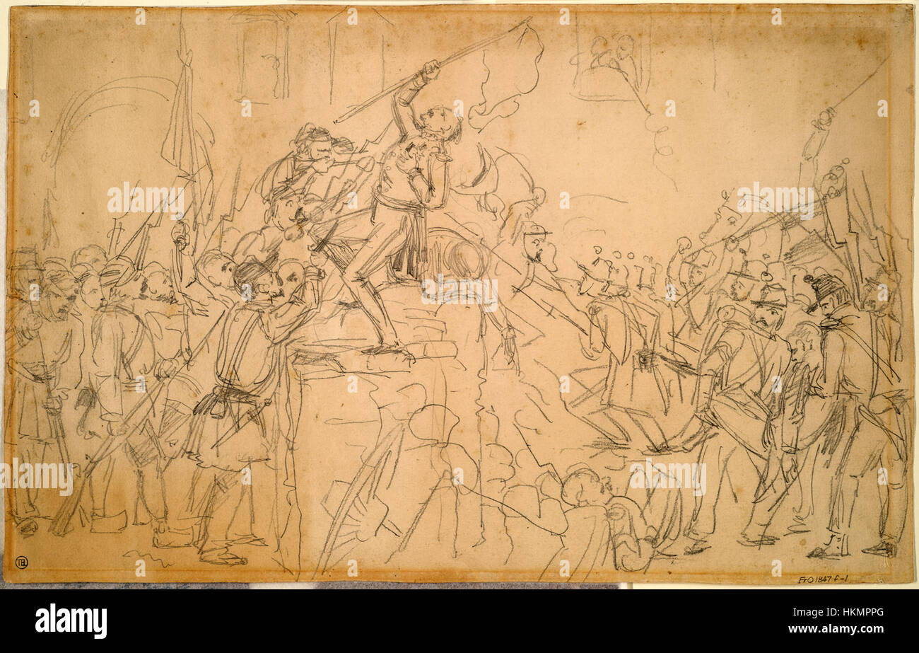 The painting 'Attack on a Barricade in Paris, 1848' illustrates the ...