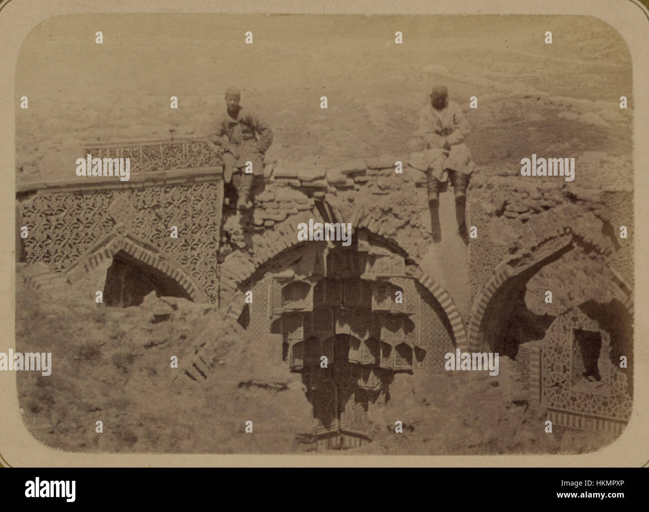 The image shows the ruins of the Shah-i Zindah complex in Samarkand ...