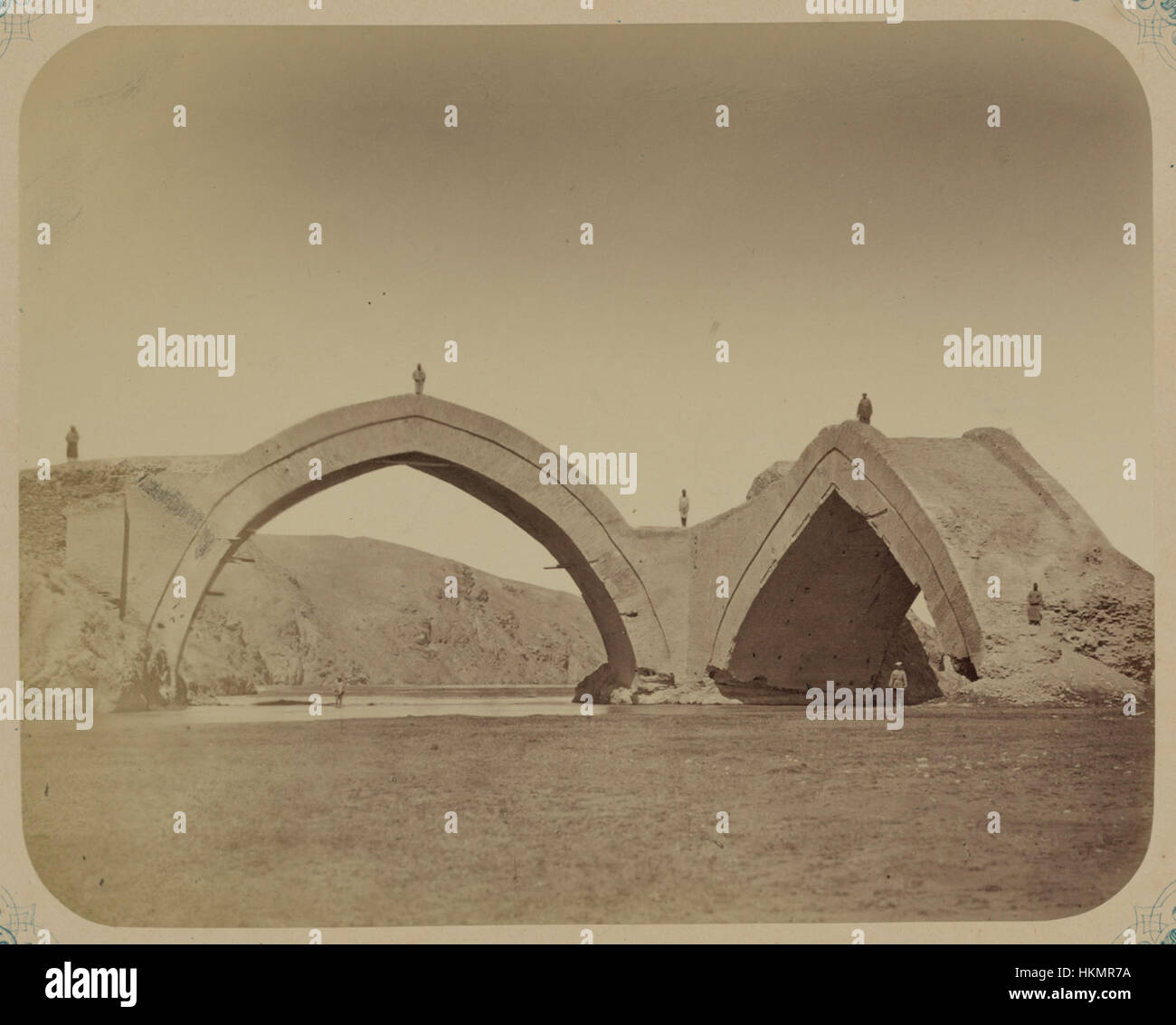 A historical painting of the Bridge of Shadman Malik in Samarkand ...