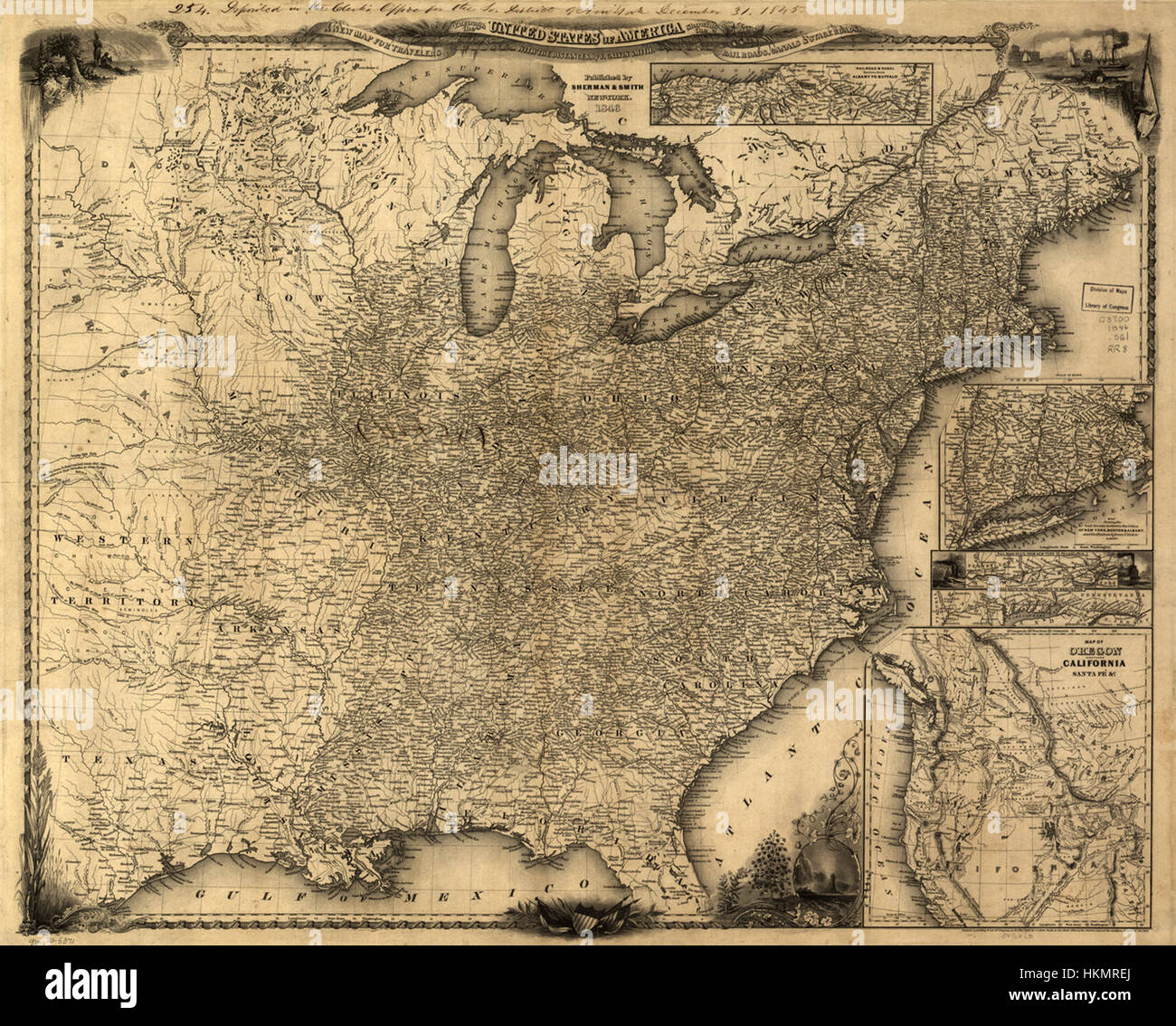 An 1846 map designed for travelers in the United States, detailing ...