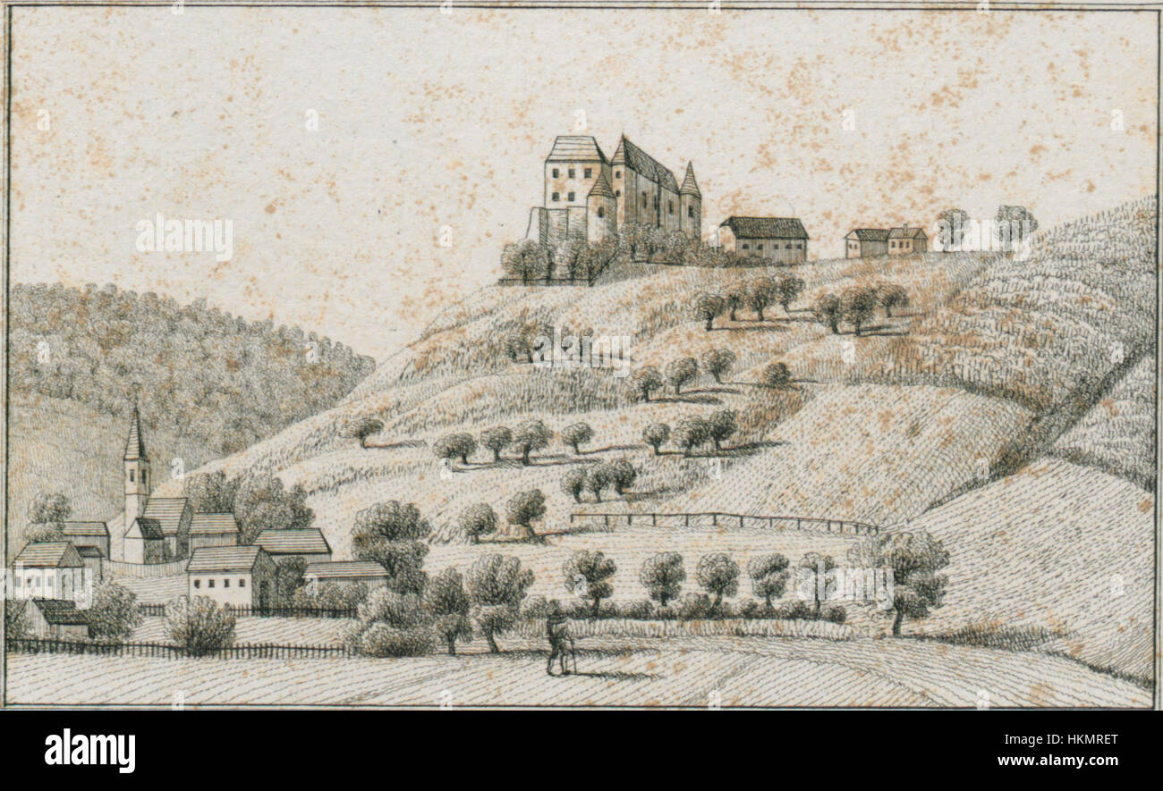 This lithograph from J.F. Kaiser illustrates Schloss Monsberg in ...