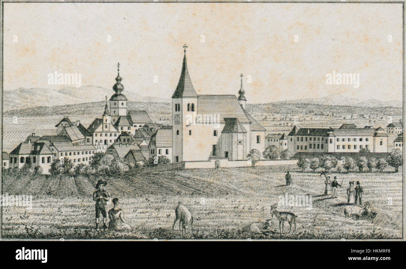 This lithograph by J.F. Kaiser depicts the town and castle of Windisch ...