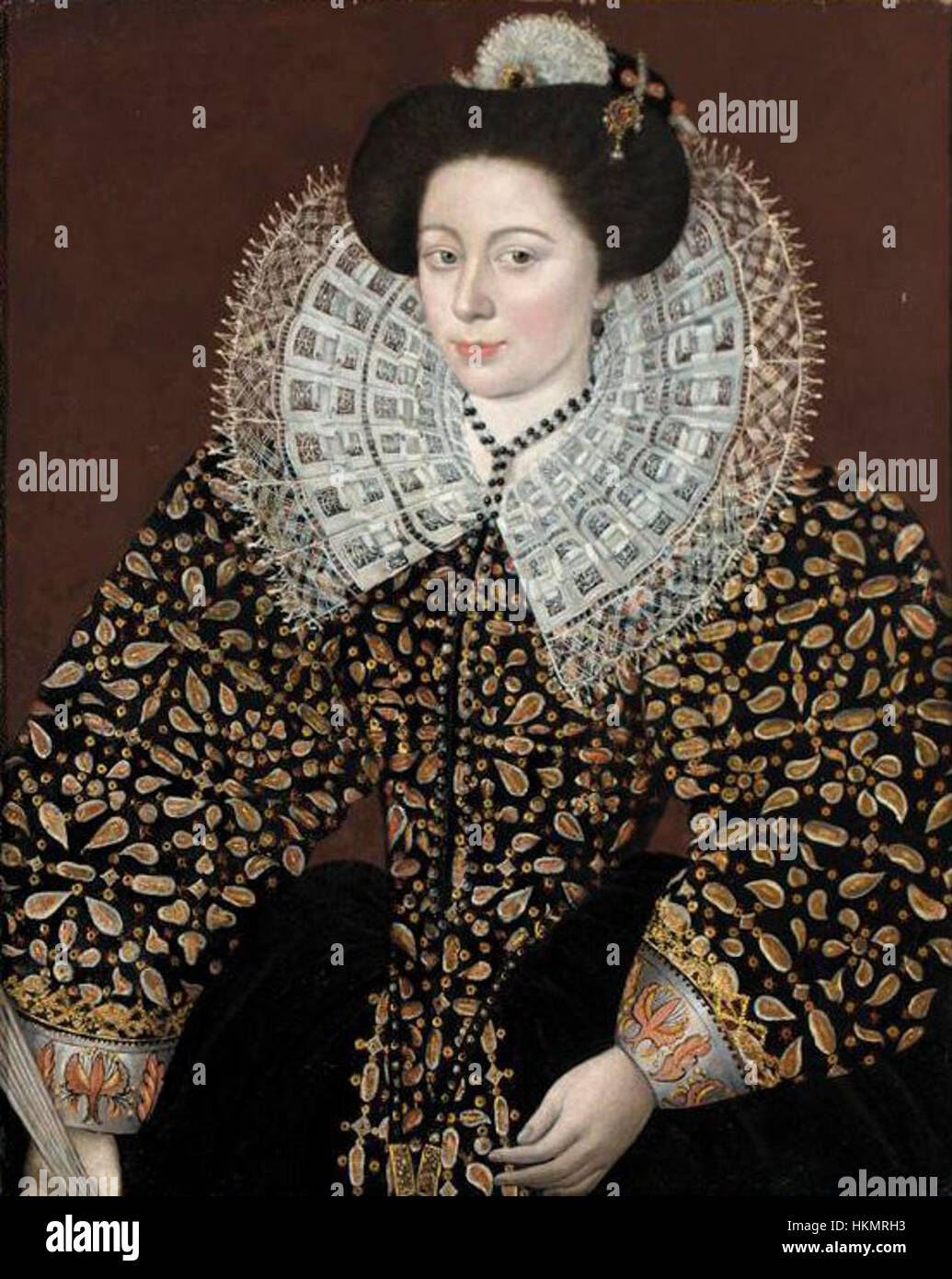 Attributed to Sir William Segar, this portrait depicts an elegantly ...