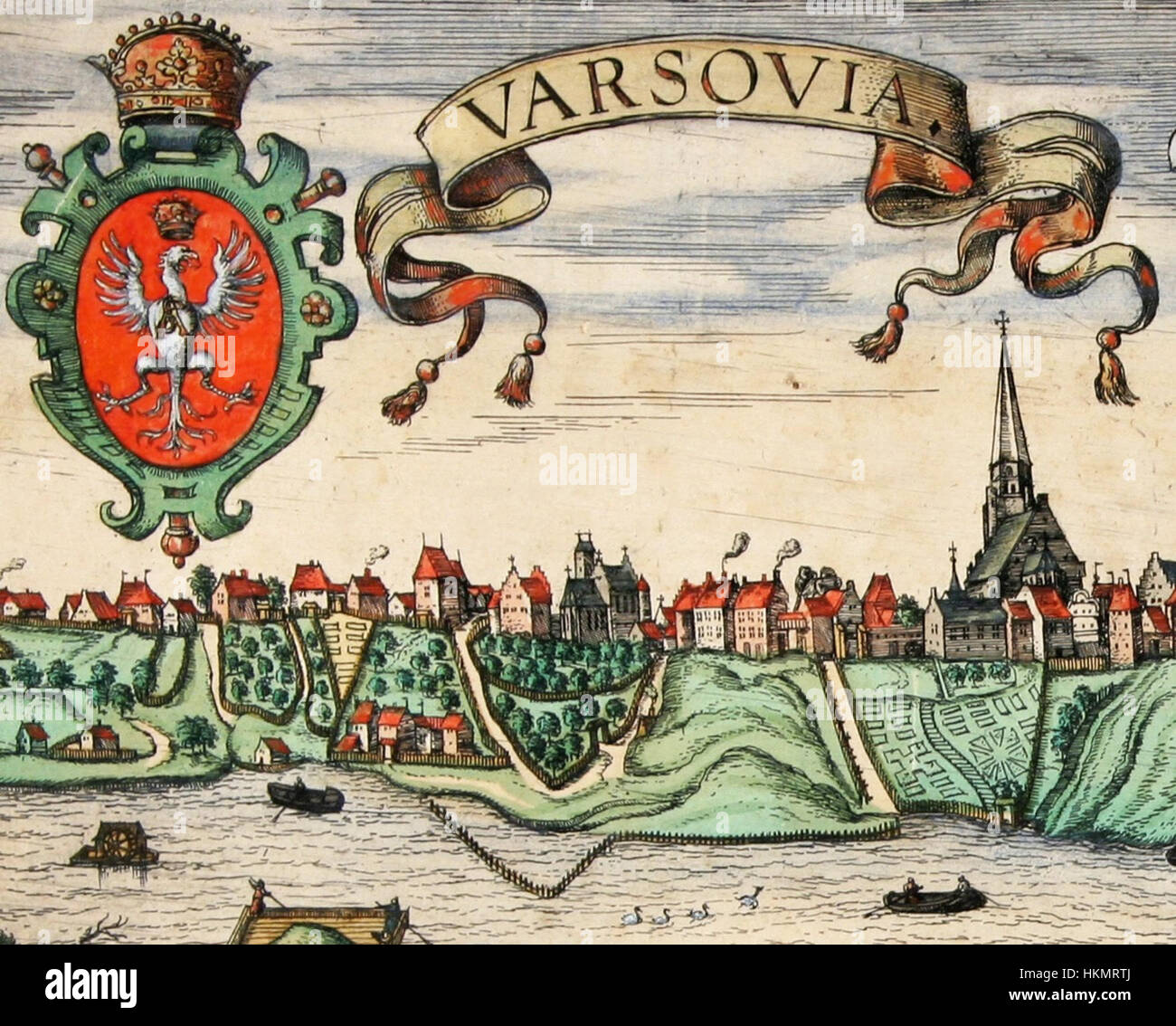 This detailed view of Warsaw, captured by Georg Hogenberg, shows the ...