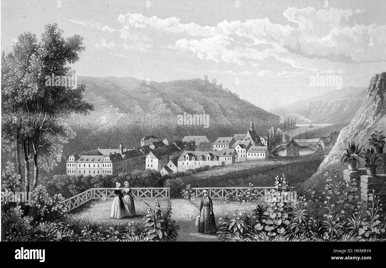 This 1840 painting depicts Bad Karlshafen, a small town located along ...