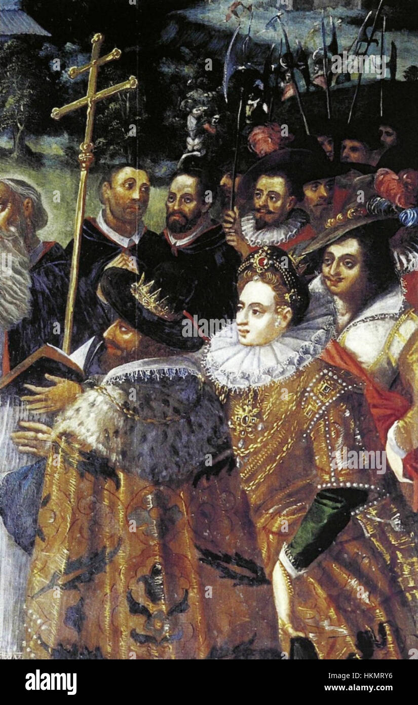 This anonymous artwork depicts a religious procession featuring St ...