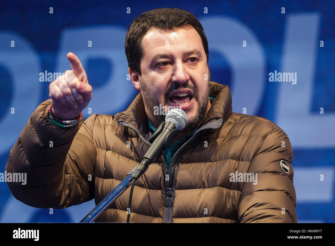 Rome, Italy. 28th Jan, 2017. Matteo Salvini, leader of the Lega Nord ...