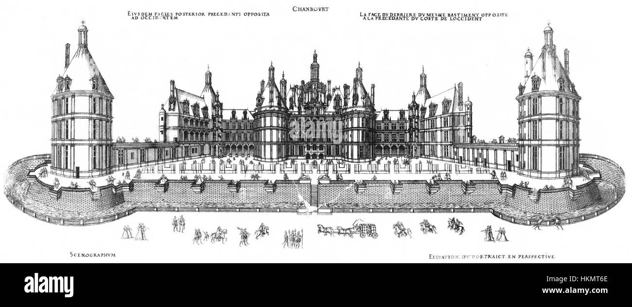 The southeast facade of the Château de Chambord, as depicted in this ...