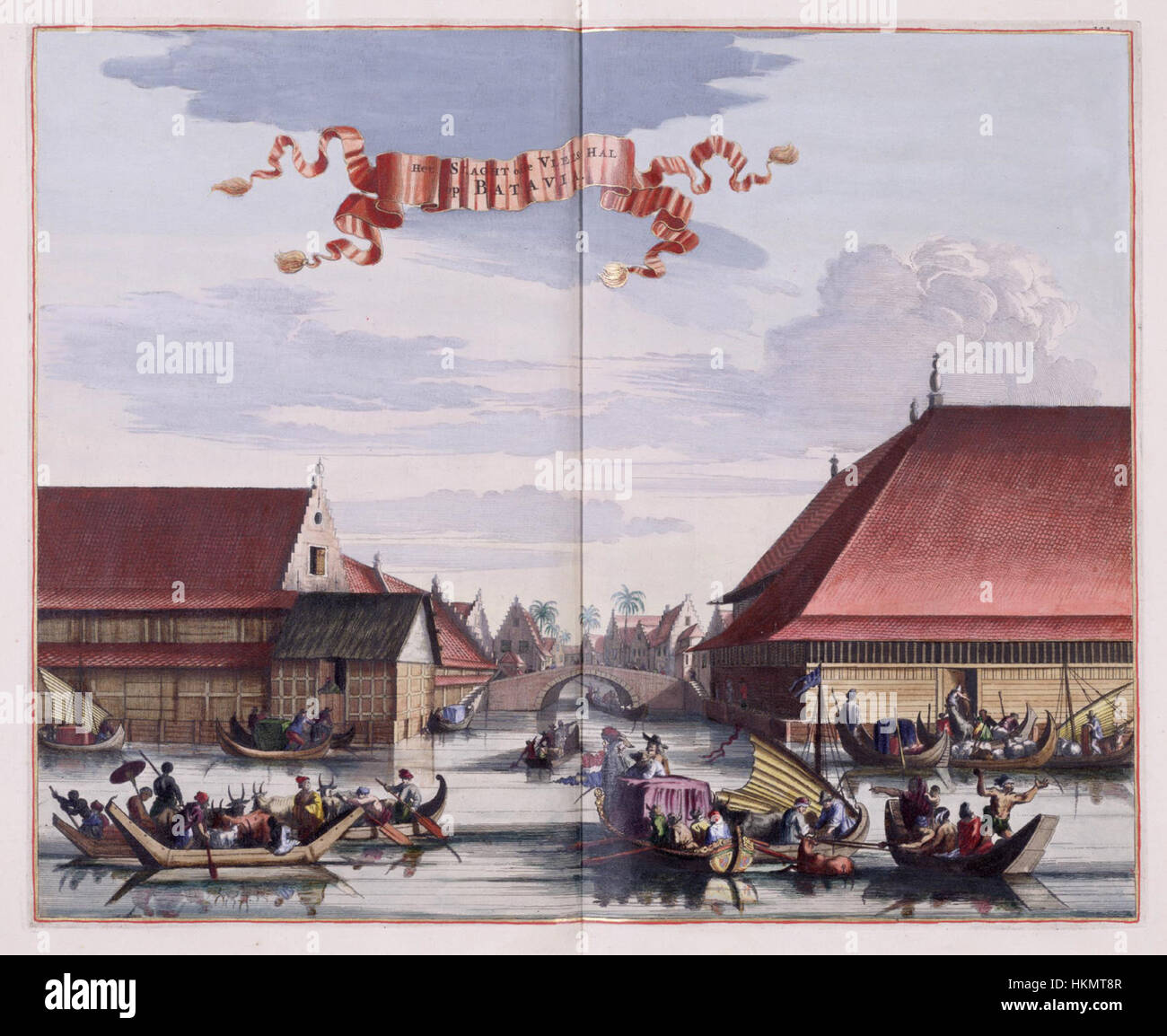 A painting titled 'The Slaughterhouse at Batavia,' depicting the ...