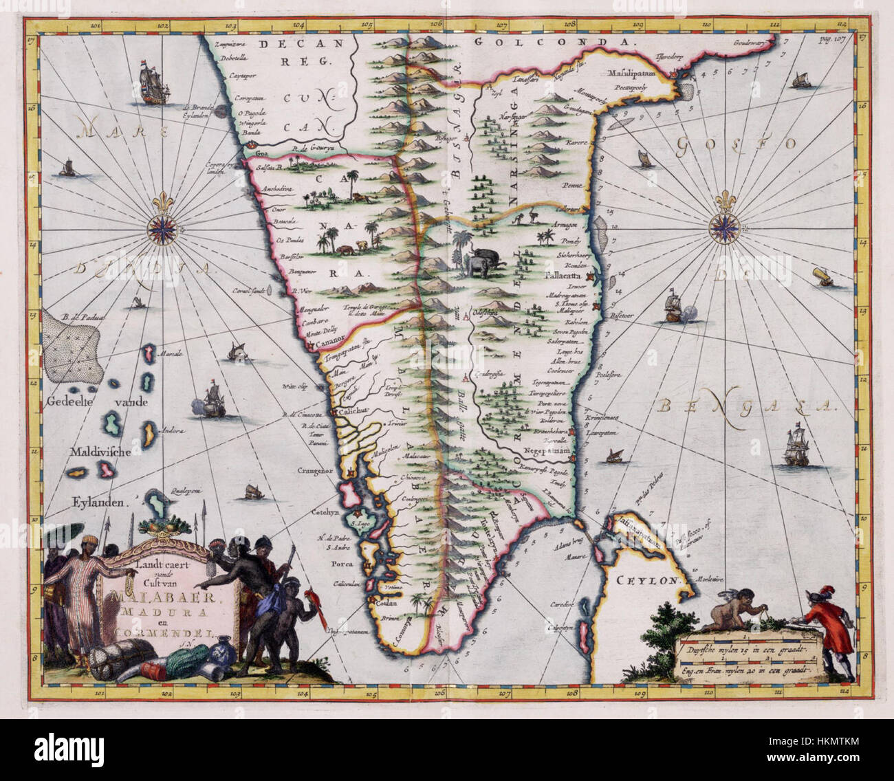 This historical map of southern India (AMH-5639-KB) offers a detailed ...