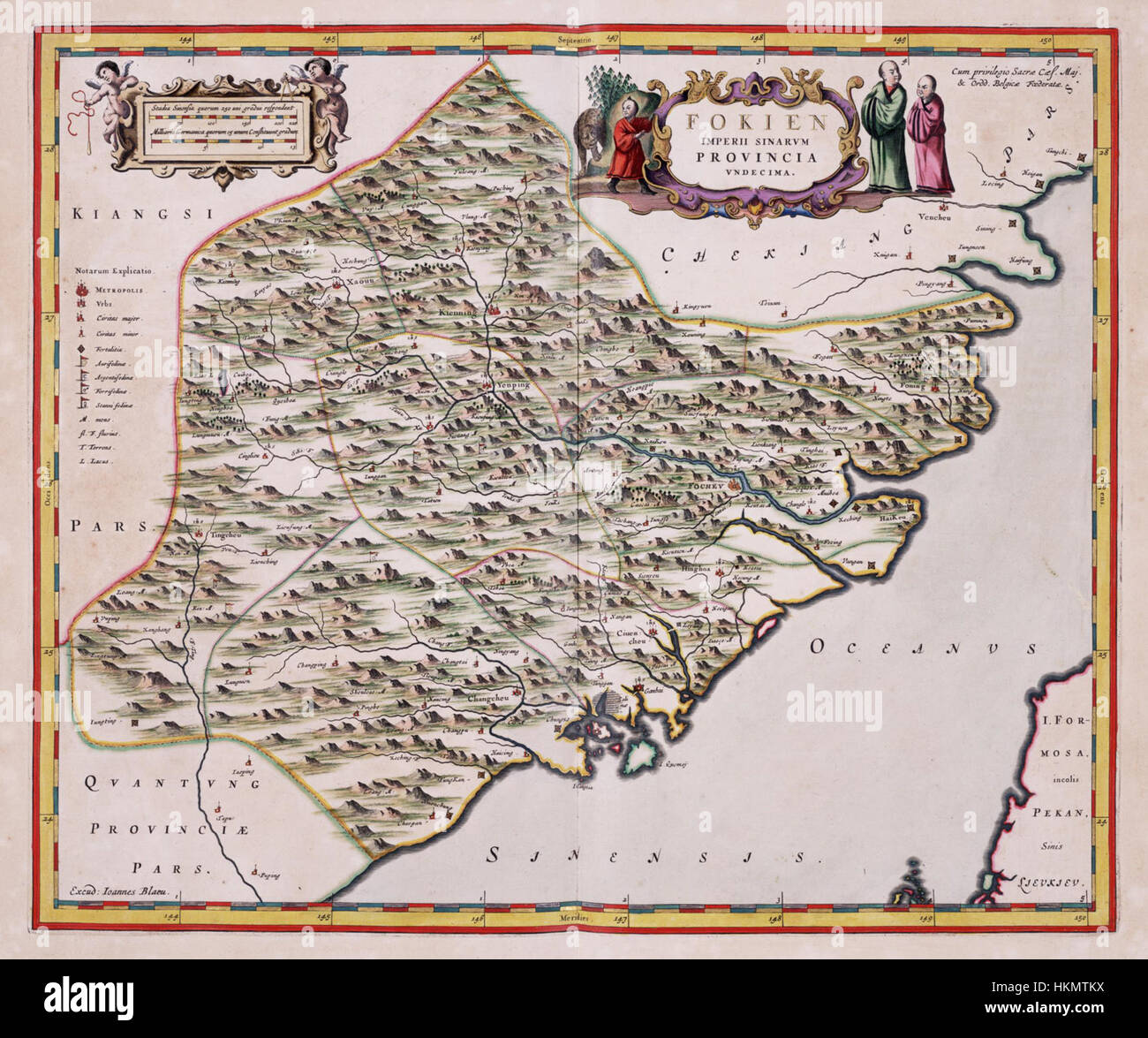 A historical map of the Fujian (Fokien) region of China, illustrating ...