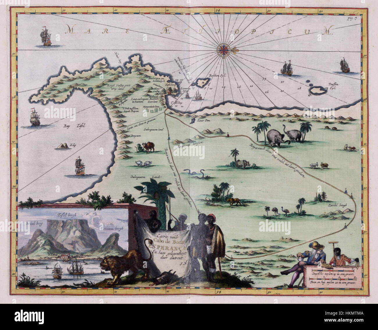 This map depicts South Africa's geographical layout with a detailed ...