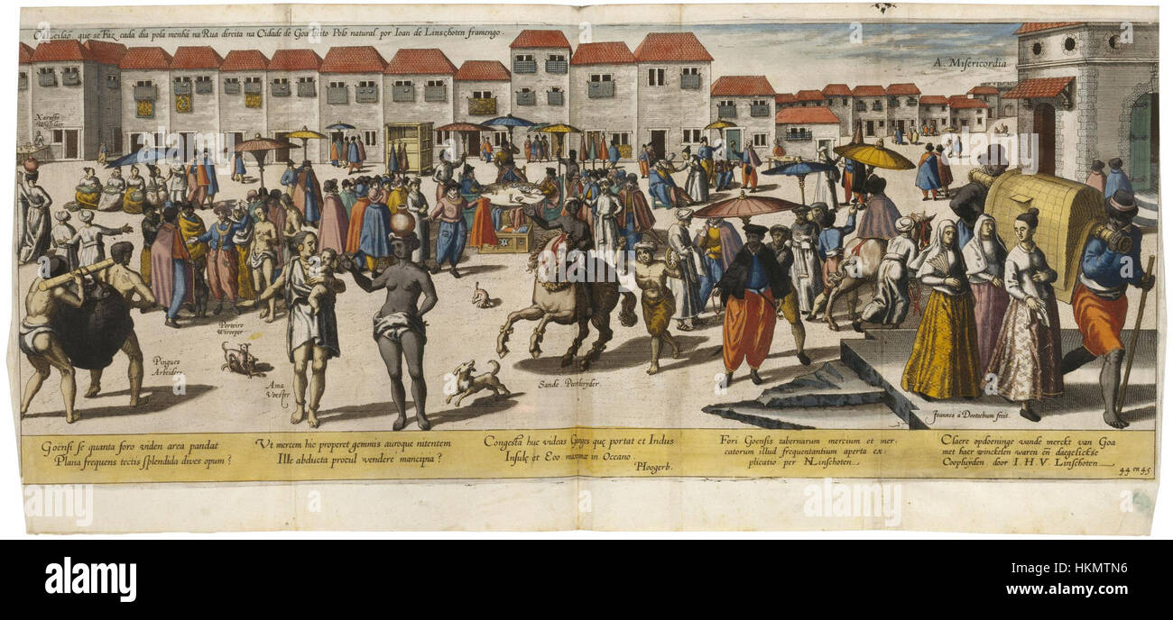 'View of the Market in Goa' is an oil painting depicting a bustling ...