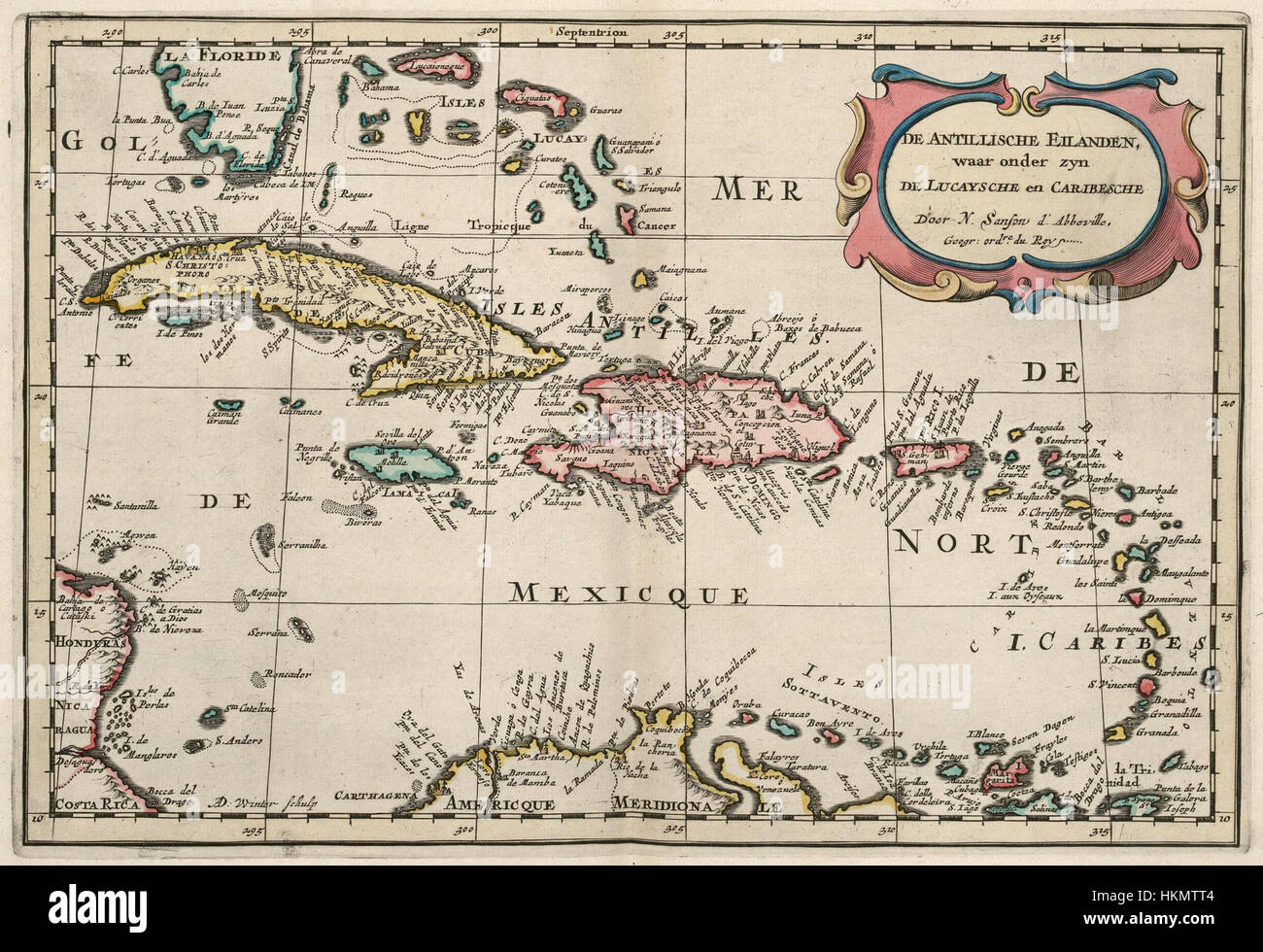 Old map of the caribbean islands hi-res stock photography and images ...