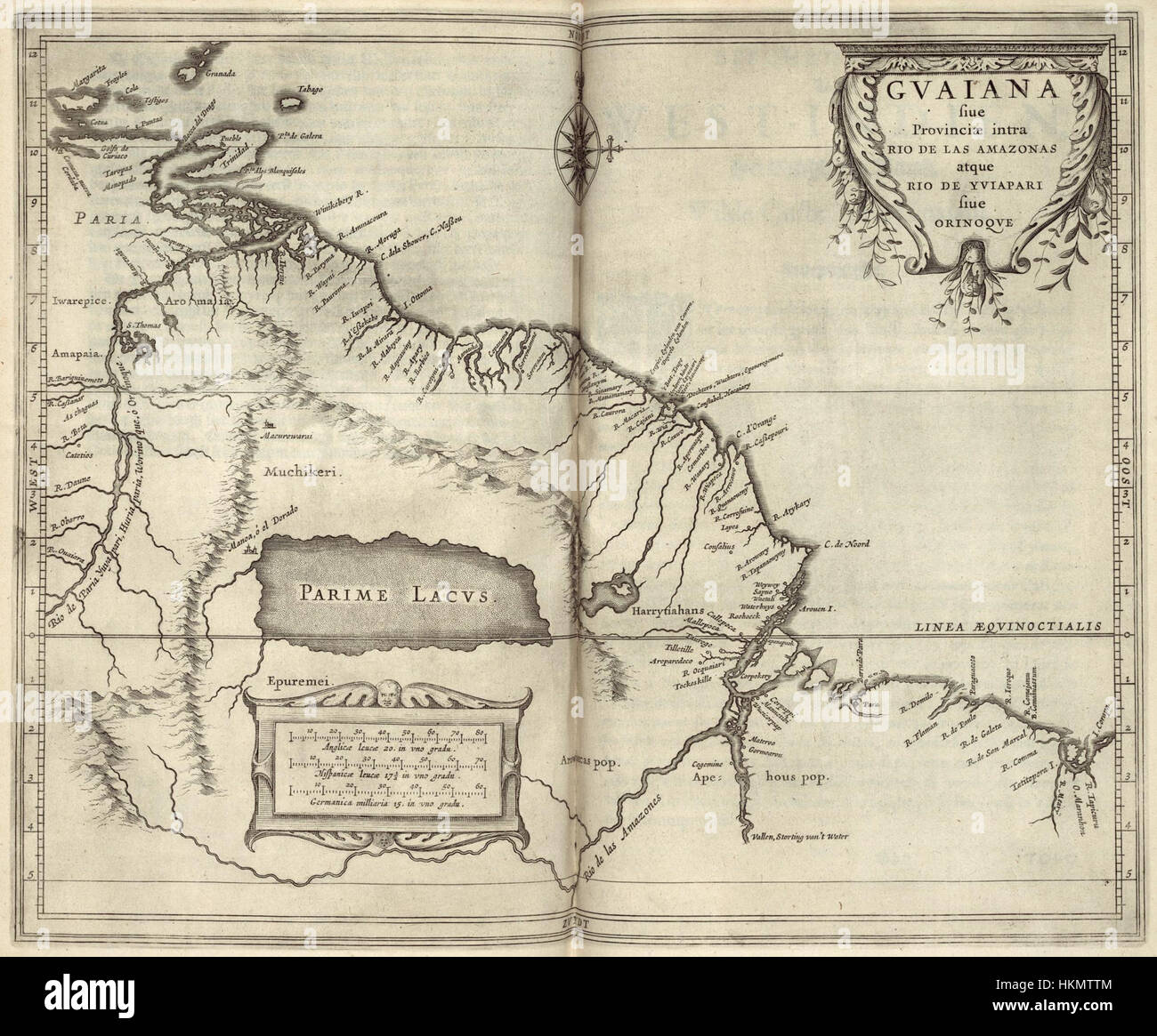 A historic map of Guyana, often referred to as the Wild Coast. This ...