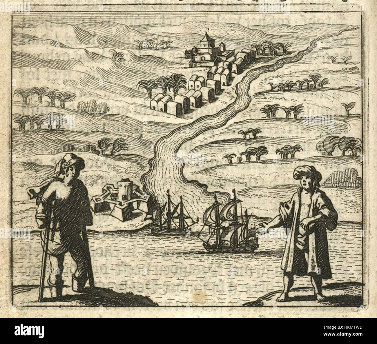 This artwork depicts Dutch vessels arriving in Achin, a historical ...