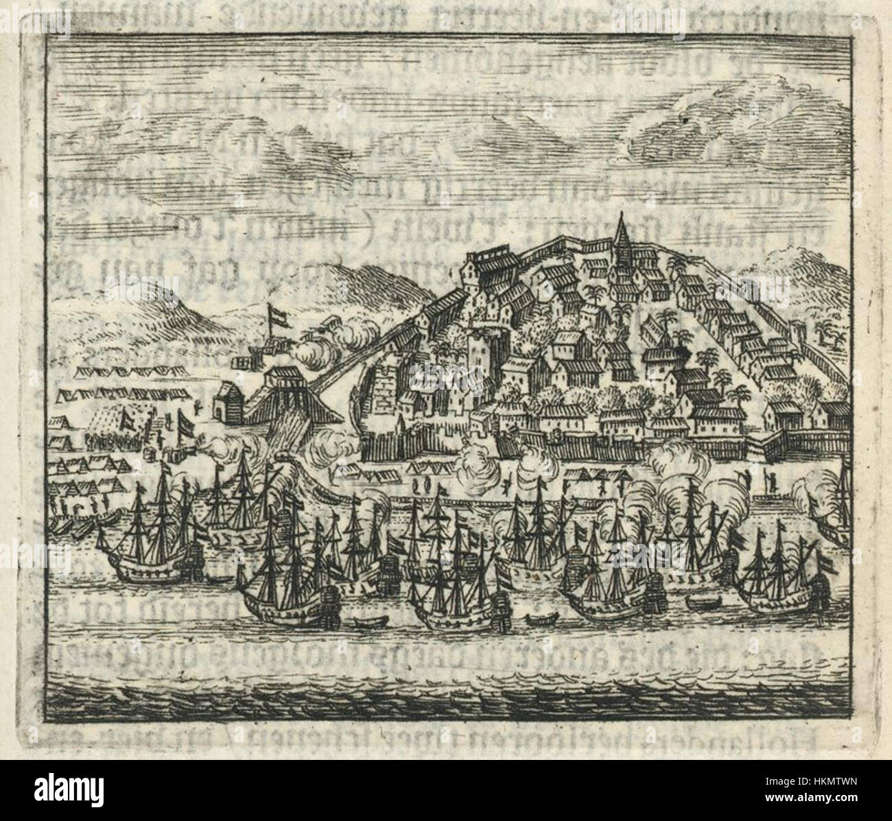 This image presents a historic view of Malacca, an important port city ...