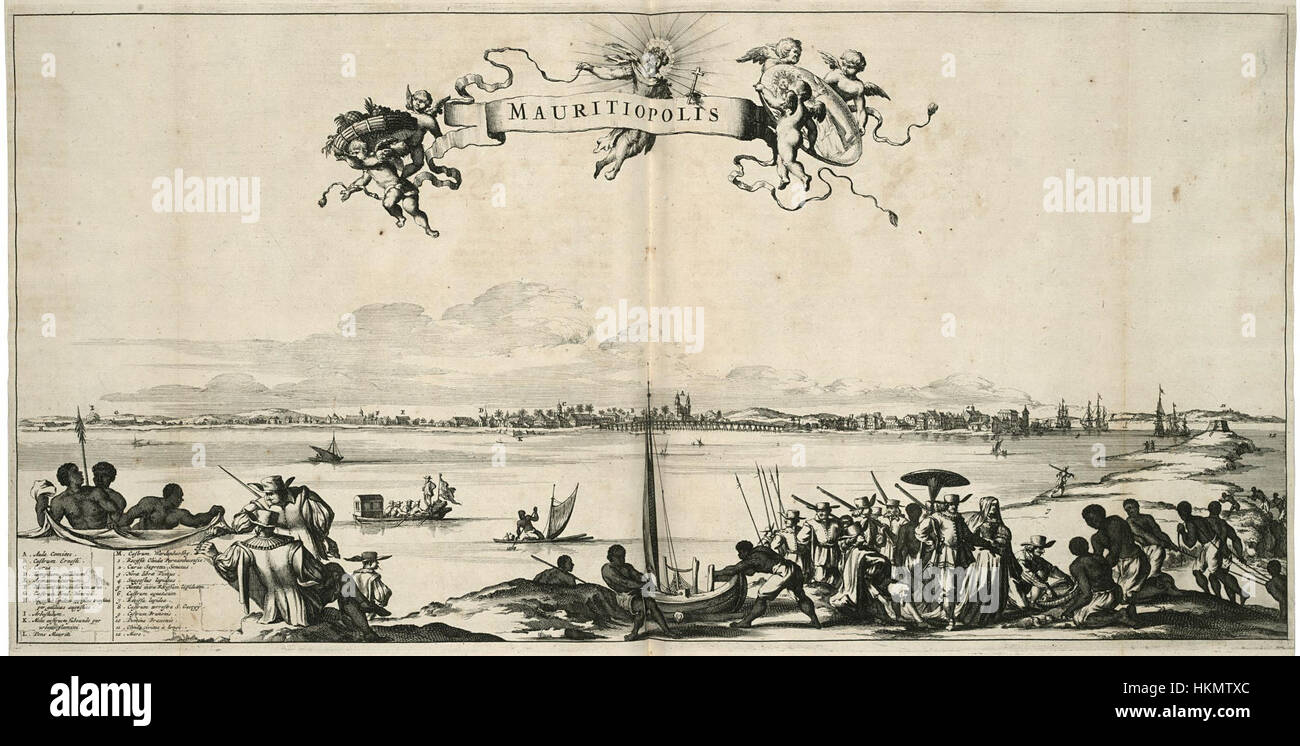 The artwork titled *View of Mauritsstad* depicts a panoramic view of ...
