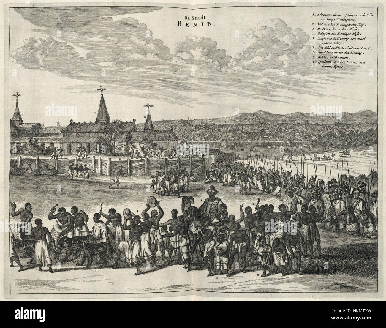 This historical photograph shows the city of Benin, capturing its urban ...