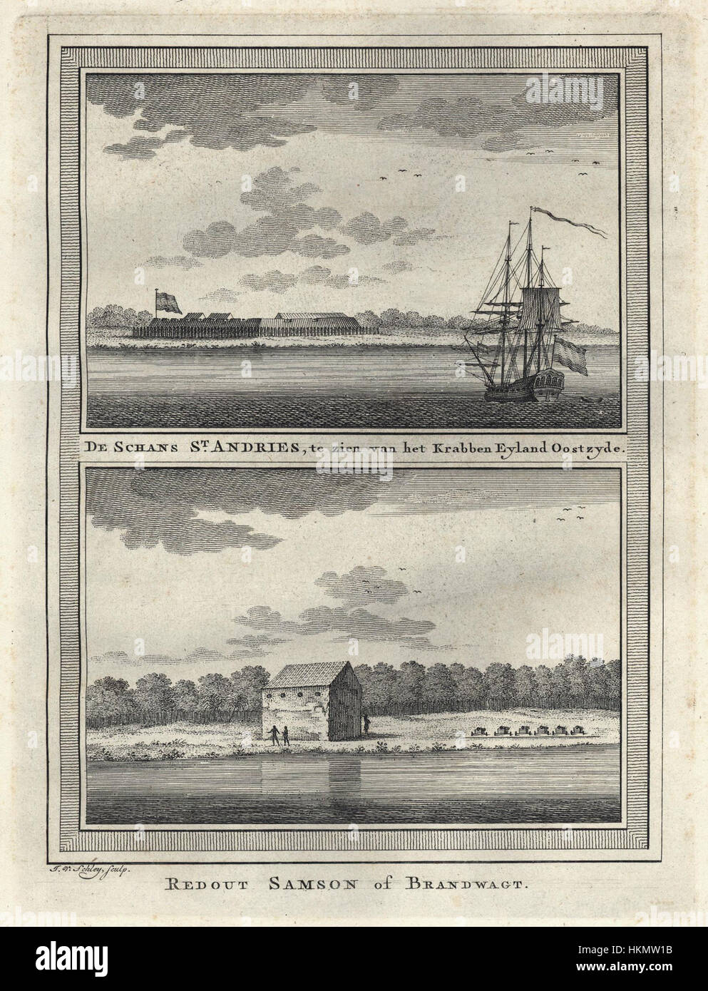 This artwork depicts the fortifications of St. Andries bulwark and the ...