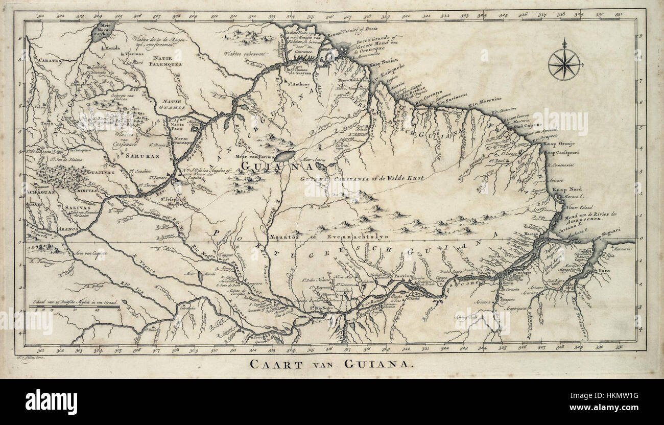 A historical map of Guiana, labeled AMH-6912-KB, showcasing the ...