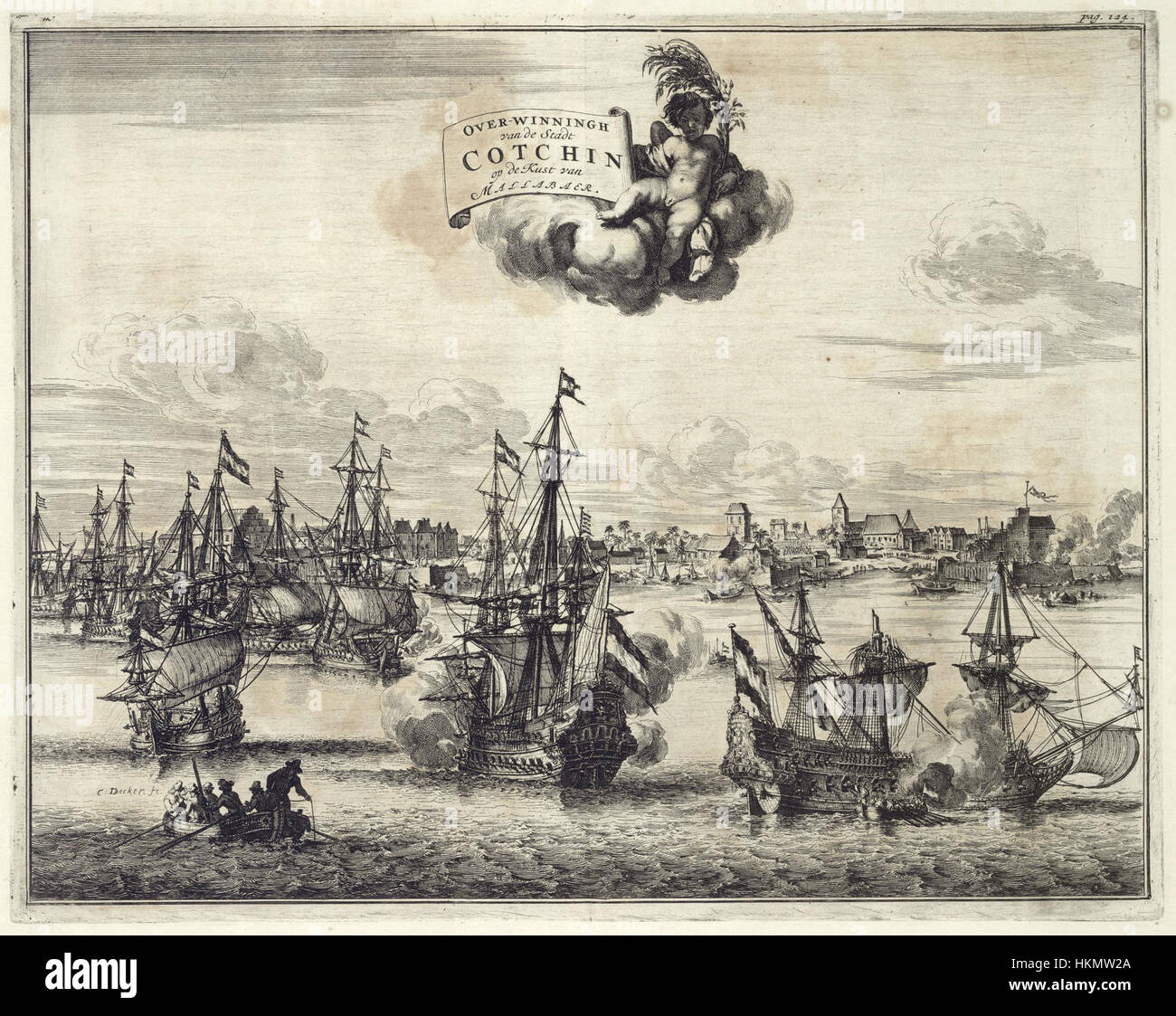 The painting titled 'View of the Conquest of Cochin' portrays the ...