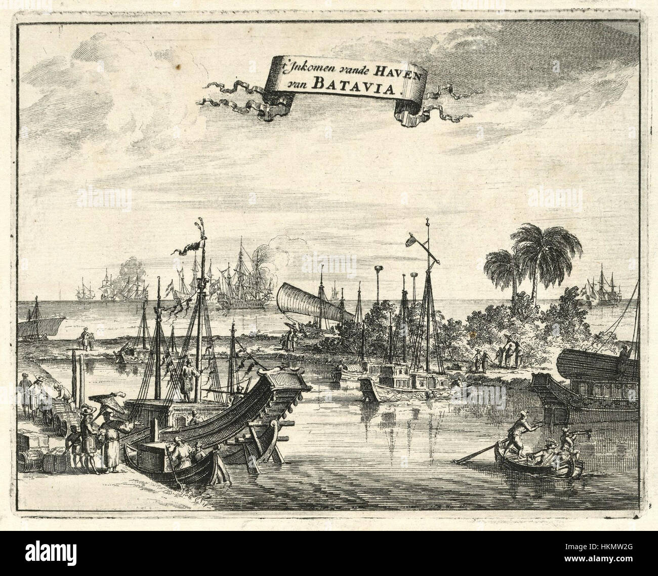 'AMH-6943-KB' depicts a scenic view of Batavia harbor, showcasing the ...