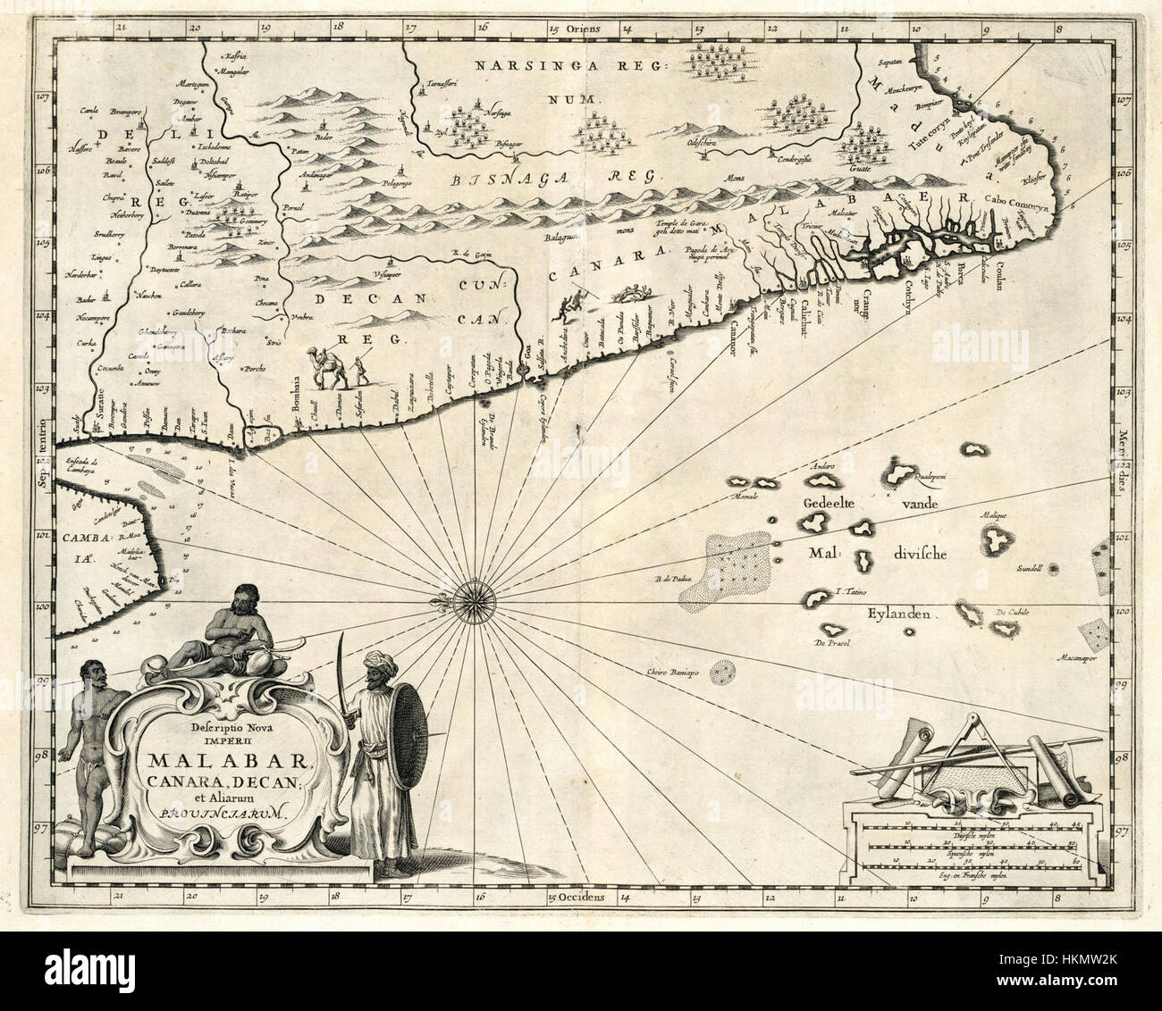 The 'AMH-6945-KB' map details the Malabar Coast of India, depicting ...