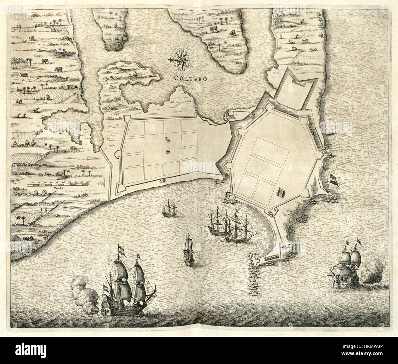 This map depicts the fort and city of Colombo, Sri Lanka, during the ...