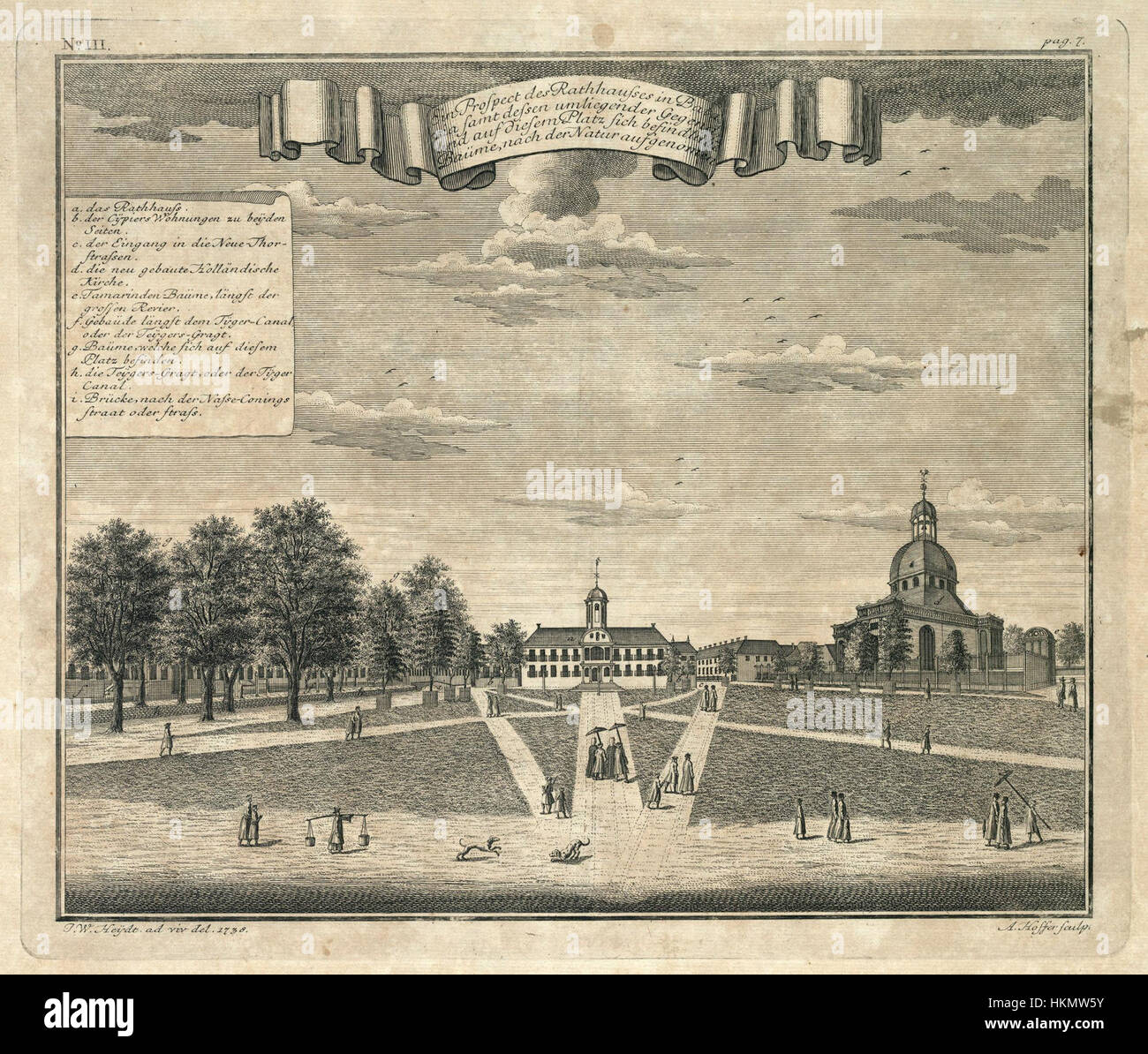 This 18th-century painting shows a detailed view of Batavia's Town Hall ...