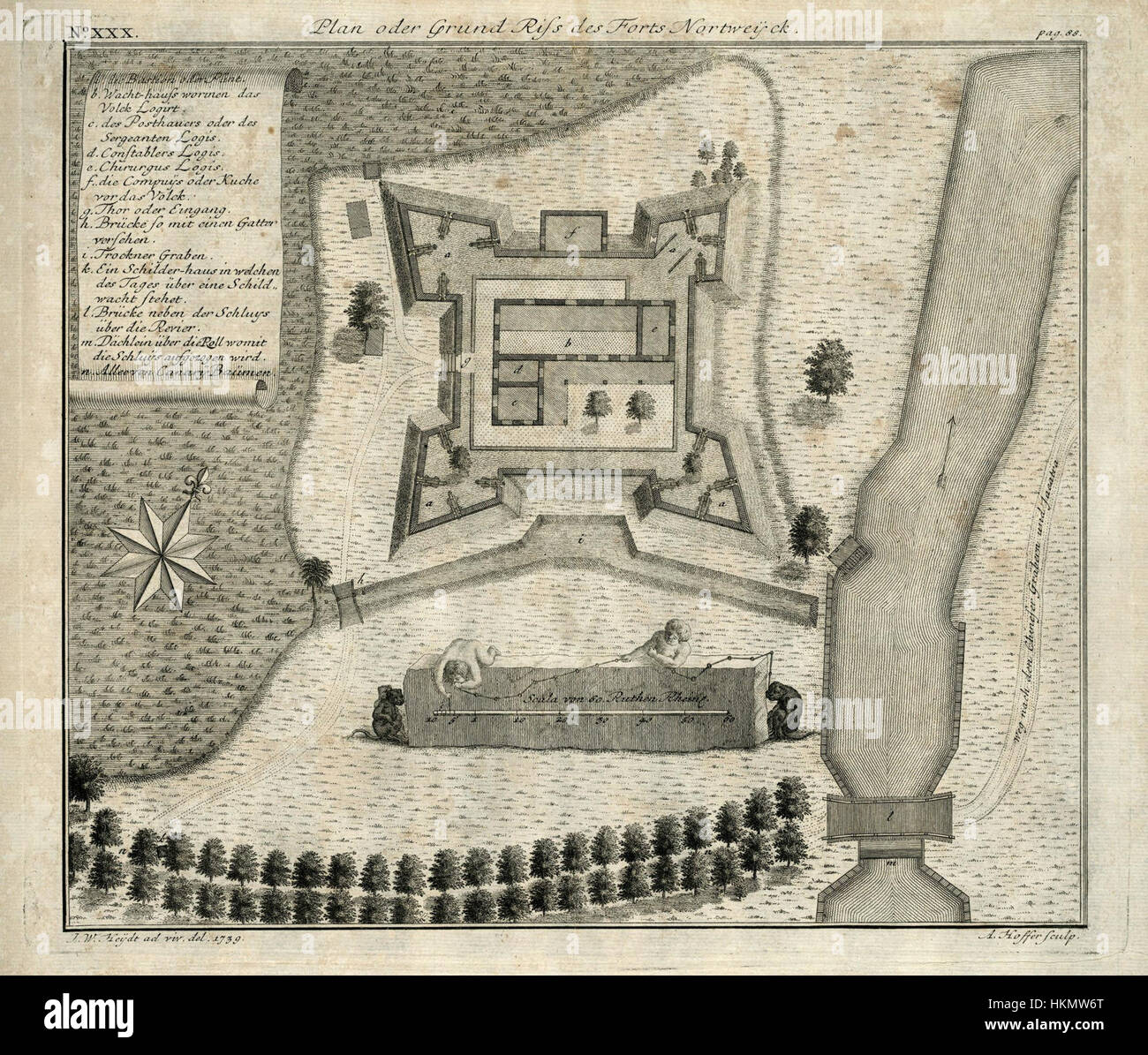 This historical map depicts the layout of Fort Noordwijk, a key ...