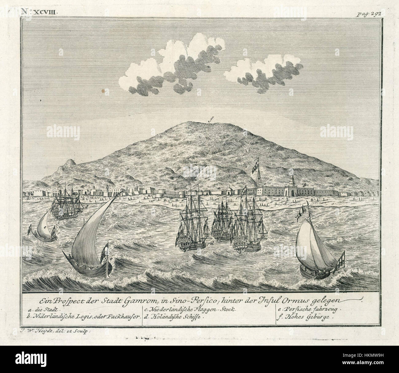 The painting titled 'View of the City of Gamron' showcases a historic ...