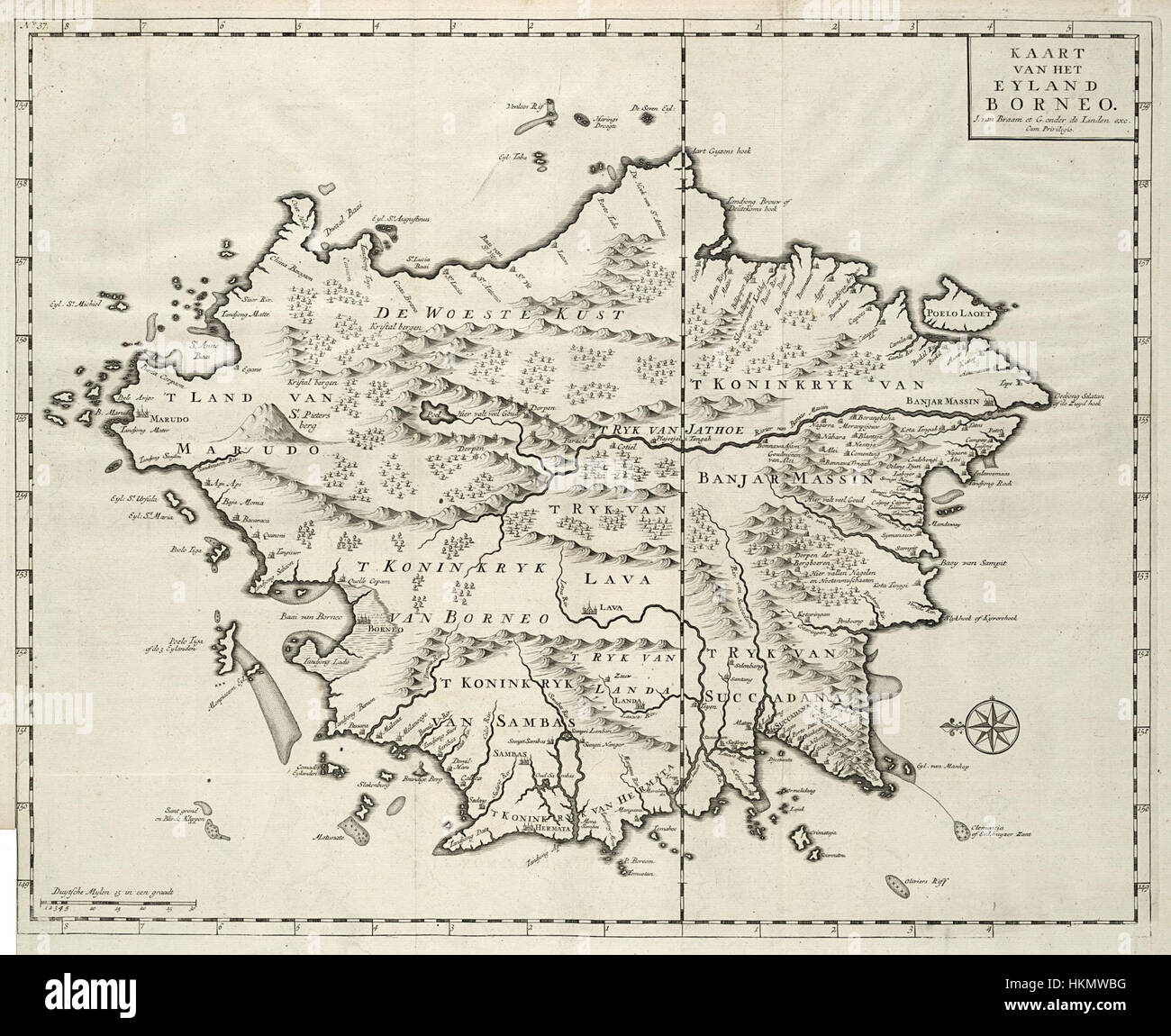 This map of Borneo, titled 'AMH-7230-KB', offers a detailed depiction ...