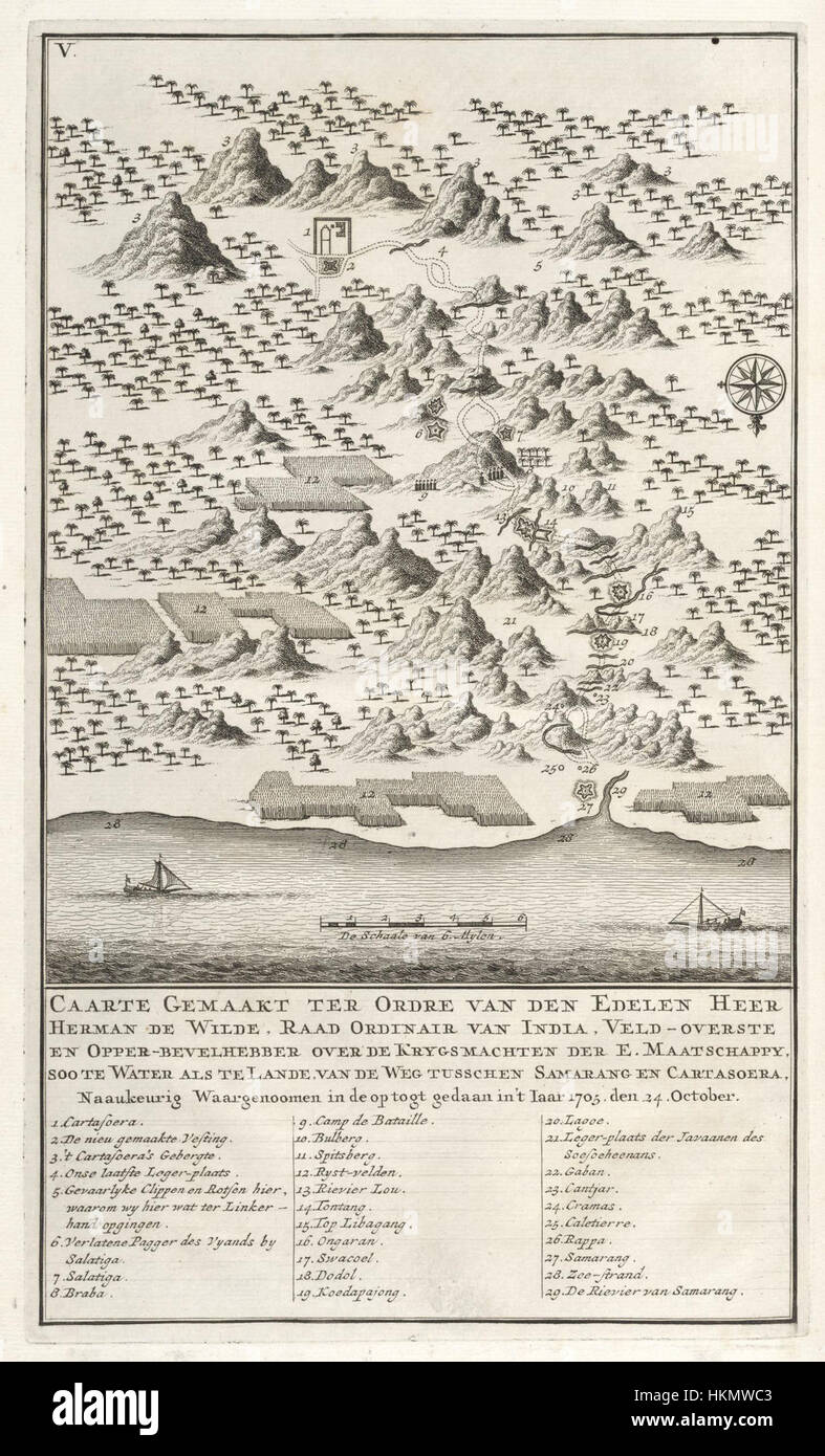 This historical map, AMH-7242-KB, details the road connecting Samarang ...