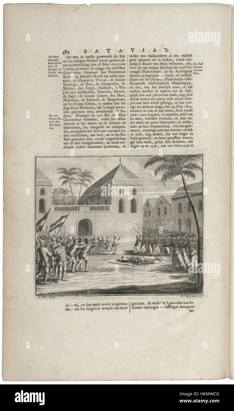 A painting depicting the Dutch conquest of Jacatra (modern-day Jakarta ...