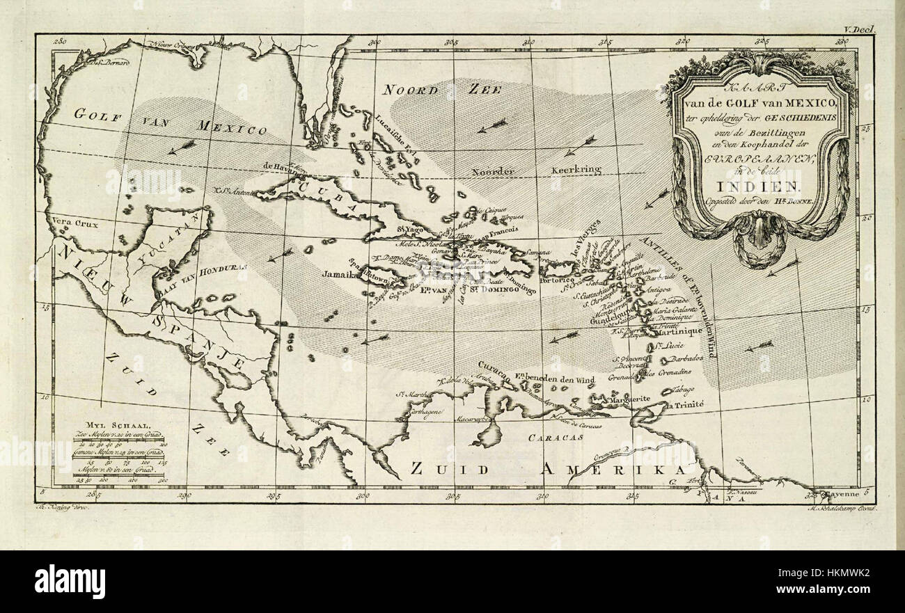 Old map of the caribbean islands hi-res stock photography and images ...