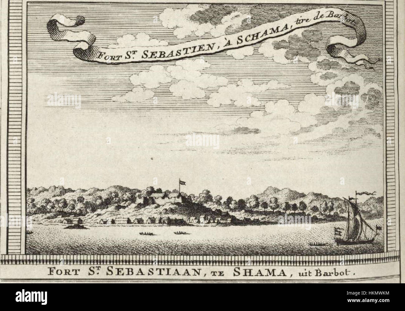 This artwork depicts a historical view of Fort St. Sebastian, located ...