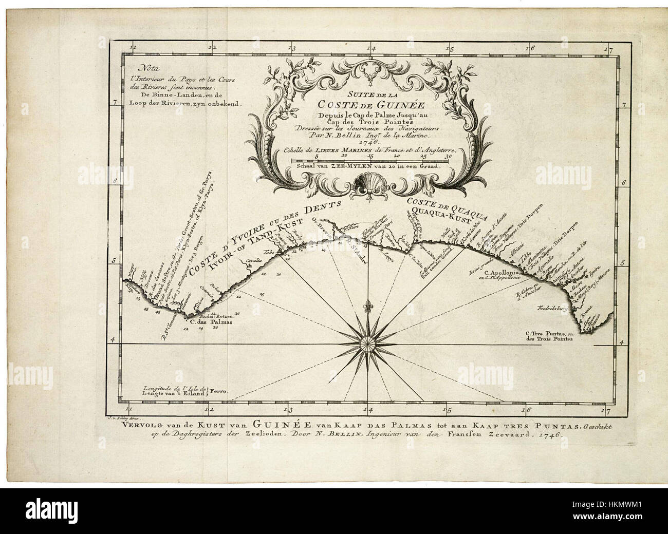 This historical map shows the West African coastline, stretching from ...